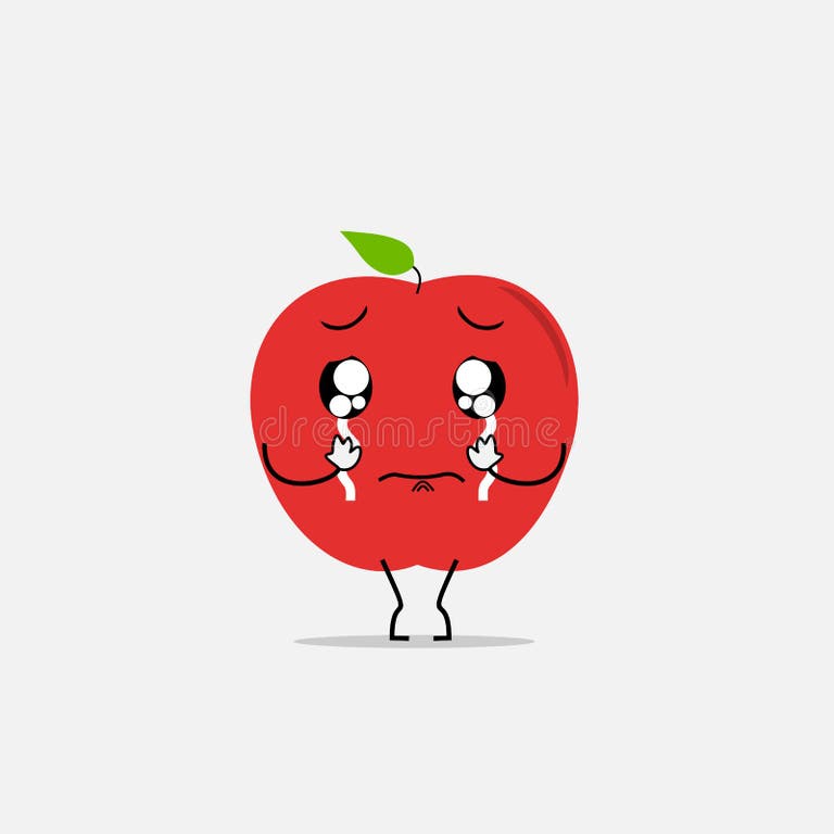 Crying Apple Simple Clean Cartoon Illustration Stock Vector ...