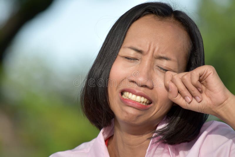 Crying Attractive Asian Female Stock Image - Image of emotional ...