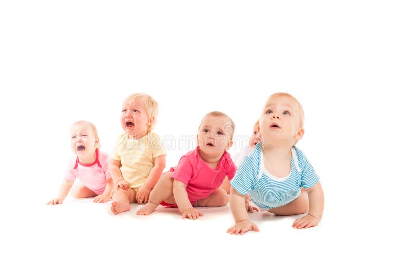 Five babies isolated stock image. Image of childhood - 85576485