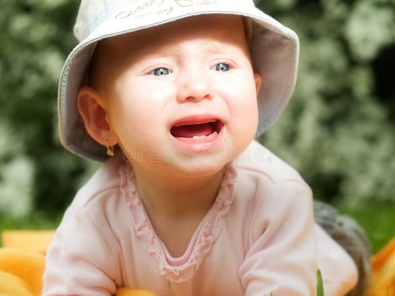 Crying baby stock photo. Image of meadow, outdoors, crying - 12448028