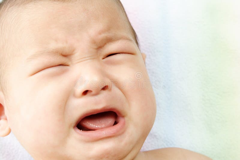 Weeping Cute Baby with Chef Cap and Pot Stock Image - Image of cooking ...
