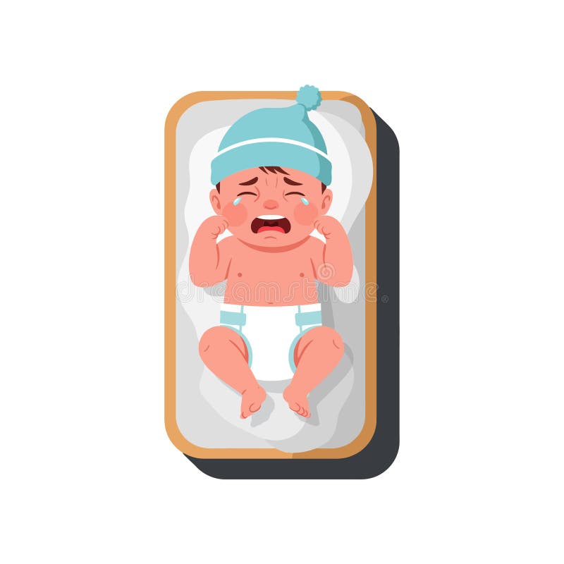 Crying Baby Character Design in Flat Style Vector Illustration Stock ...