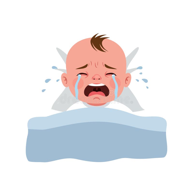 Crying Baby Character in Flat Design Style Vector Art Stock Vector ...