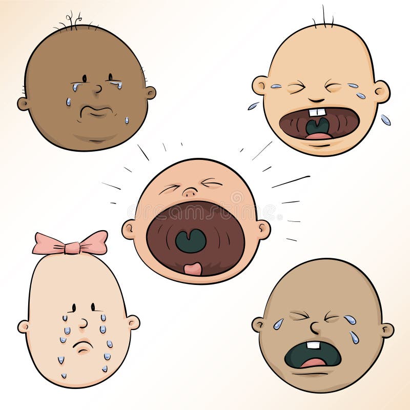 Crying Baby Faces stock illustration. Illustration of girl - 41194504