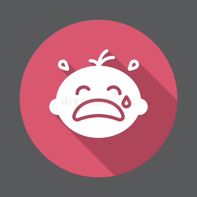 Crying Baby Flat Icon. Round Colorful Button, Circular Vector Sign with ...