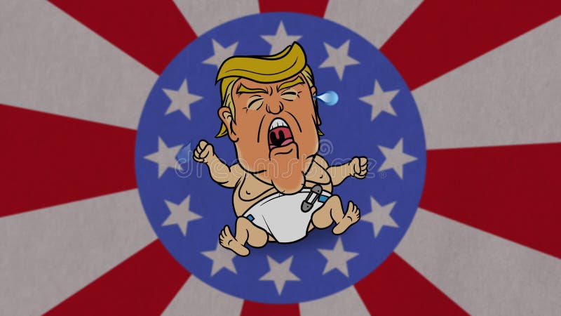 Crying Baby Trump Loop Animation on Green Screen Stock Footage - Video ...