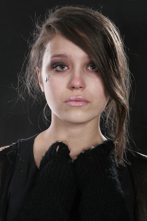 The Crying Beautiful Young Gir Stock Photo - Image of beauty, gray: 1986362