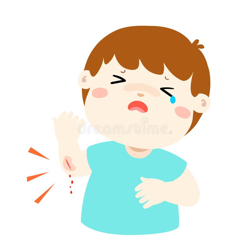Crying Boy with Wounds from Accident . Stock Vector - Illustration of ...