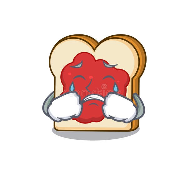 Crying Bread with Jam Mascot Cartoon Stock Vector - Illustration of ...