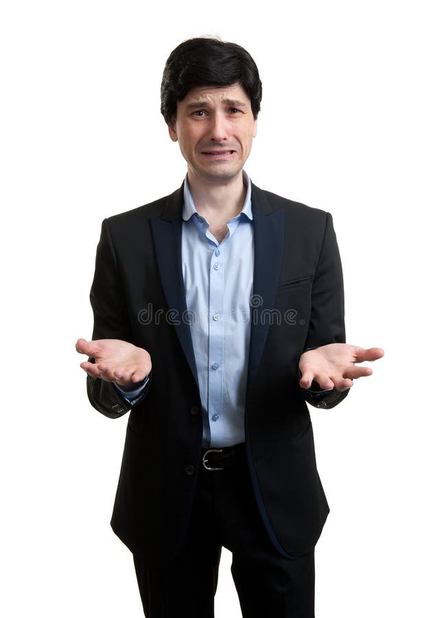 Sad Crying Businessman stock photo. Image of body, expressive - 137419574