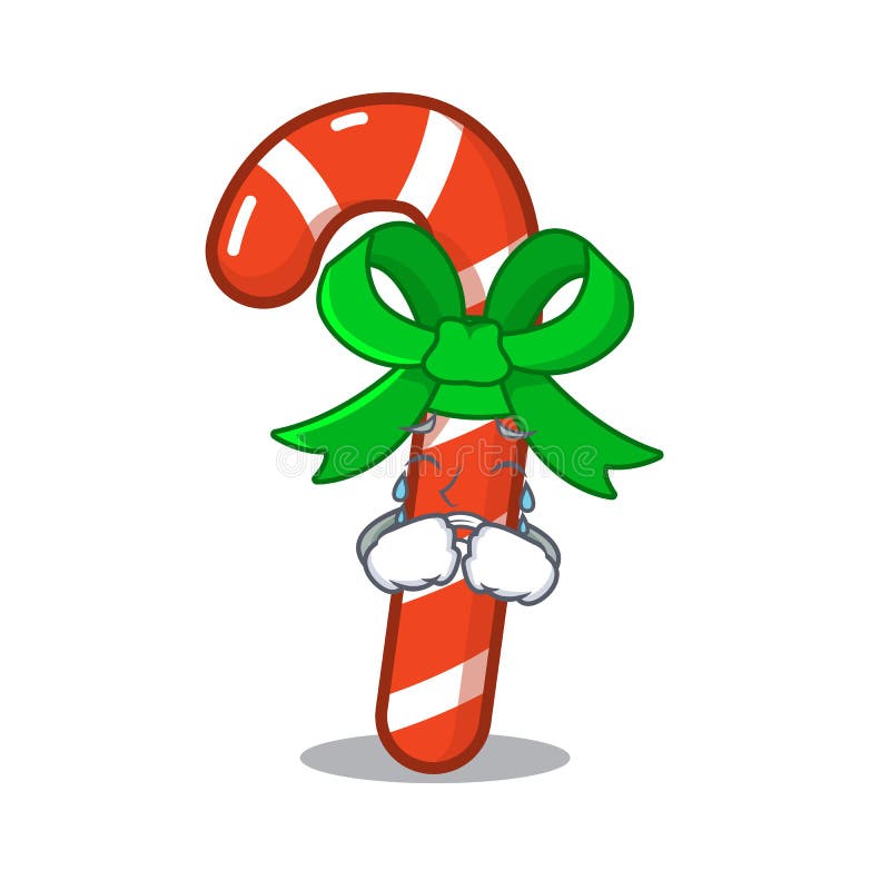 Crying Candy Cane Character Shaped a Cartoon Stock Vector ...
