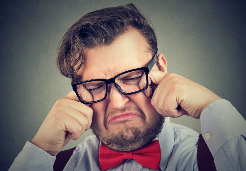 Crying Capricious Man on Gray Stock Photo - Image of capricious, eyes ...