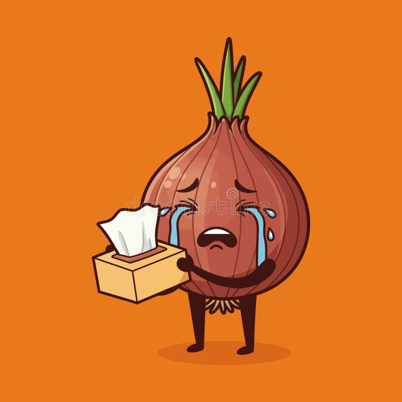Crying Cartoon Onion with Tissues - Humorous Kitchen Clipart Stock ...