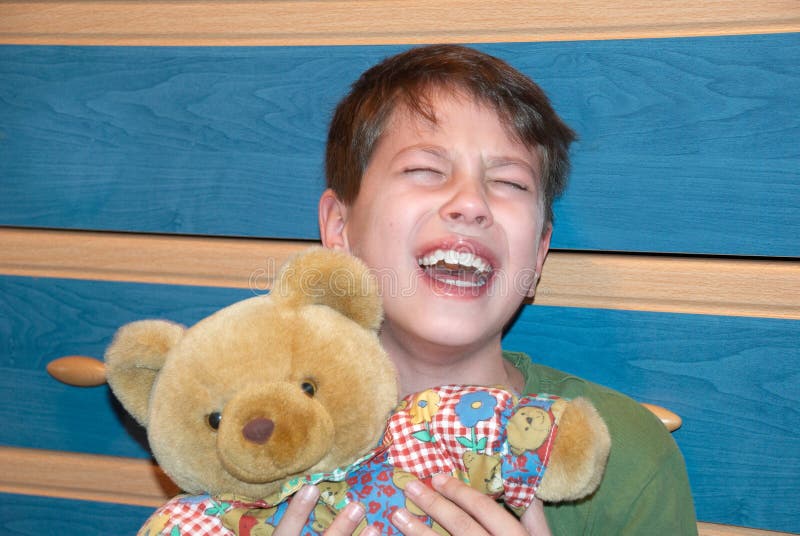 Crying child stock image. Image of close, child, bear - 11882237