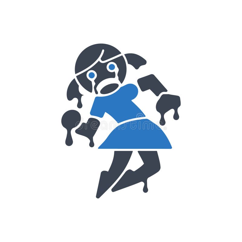 Crying Child Figure Icon stock vector. Illustration of sign - 376289767