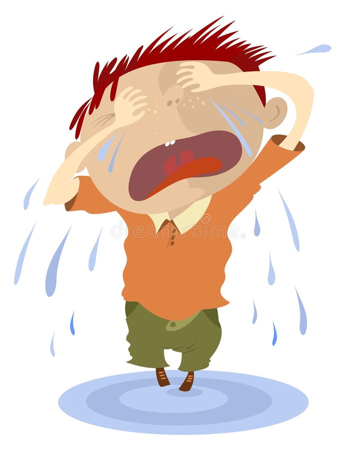 Crying child stock vector. Illustration of cartoon, retro - 42424229