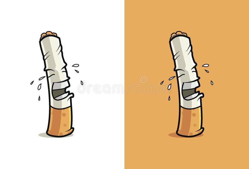 Sad Cigarette Cartoon Isolated Stock Illustration - Illustration of ...