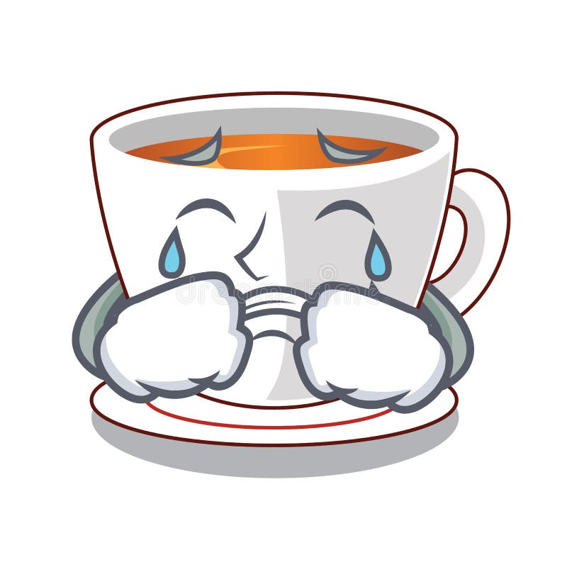 Crying Cup Mint Tea Isolated with Character Stock Vector - Illustration ...