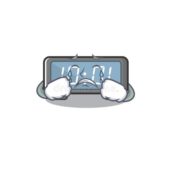 Crying Digital Clock Cartoon in Character Shape Stock Vector ...