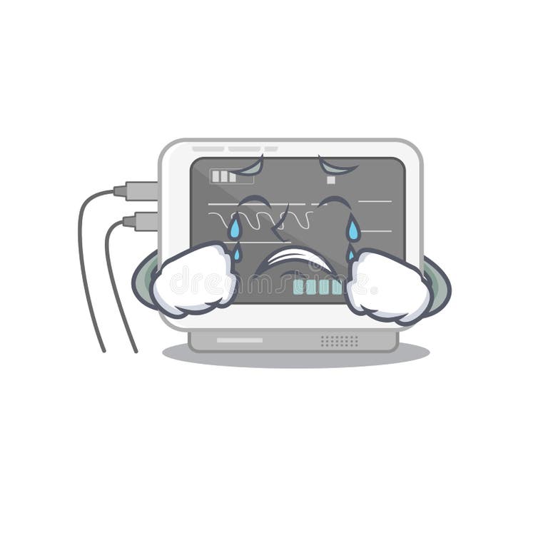 Crying Ecg Machine Isolated in the Character Stock Vector ...