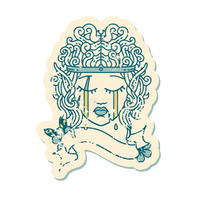 Crying Elf Barbarian Character Face Illustration Stock Vector ...