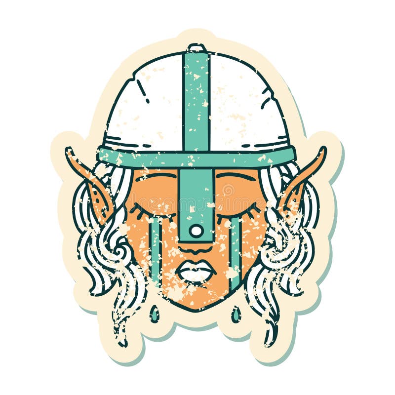 Crying Elven Fighter Character Face Illustration Stock Vector ...