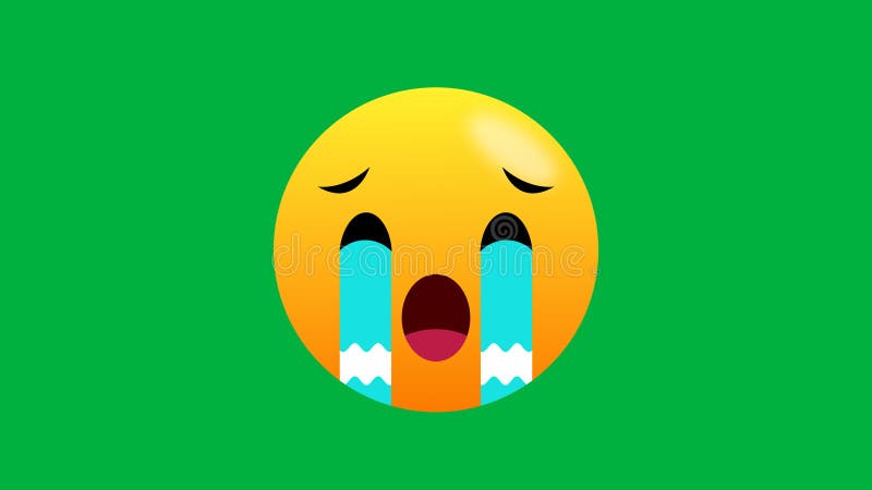 Crying Emoji Isolated on Green Screen Stock Illustration - Illustration ...