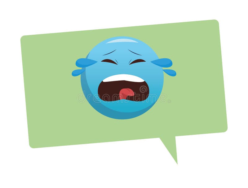 Crying emoticon in bubble stock vector. Illustration of face - 126135072