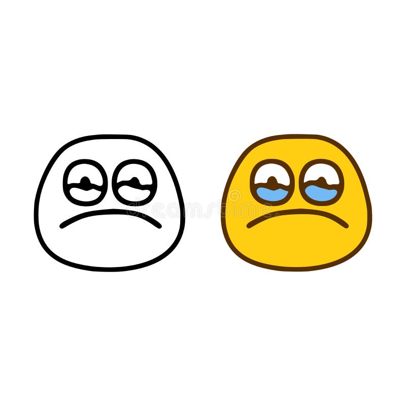 Crying Emoticon in Doodle Style Stock Illustration - Illustration of ...