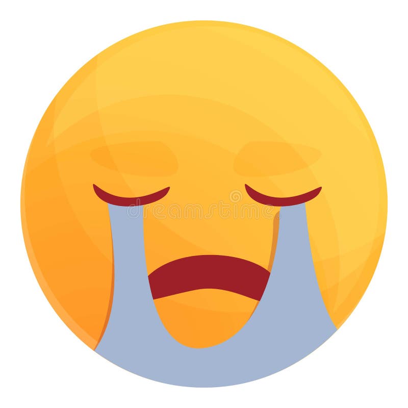 Crying Emoticon Icon, Cartoon Style Stock Vector - Illustration of ...