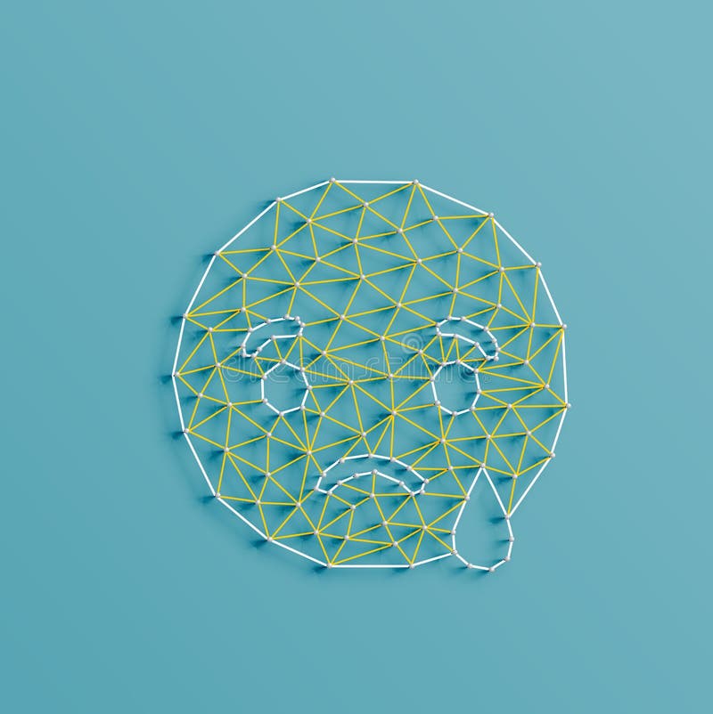 Crying Emoticon Made by Stings and Pins, Vector Illustration Stock ...