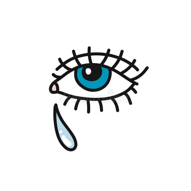 Crying Eye Doodle Icon, Vector Color Illustration Stock Illustration ...