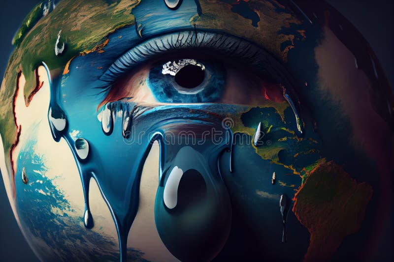 Crying Eye of the Earth Created with Generative Ai Stock Illustration ...