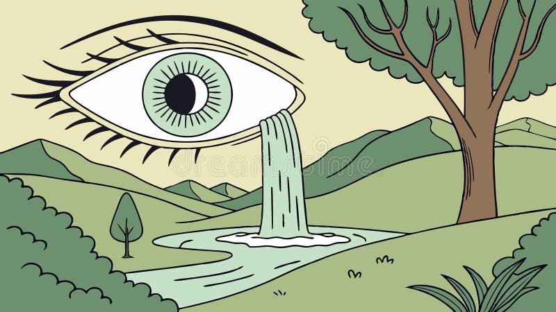 Crying Eye Tree, Surreal and Emotional Art Vector Design Generative AI ...