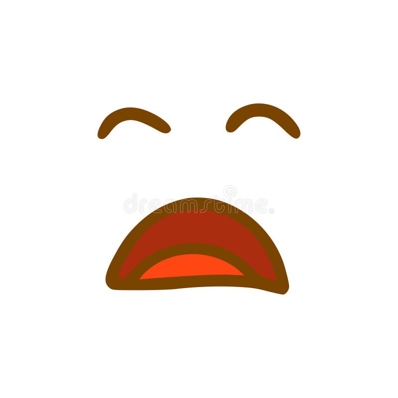 Crying Face Doodle Icon. Emoticon in Hand Drawn Style Stock ...