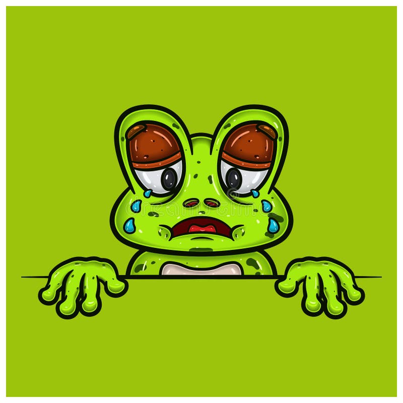 Crying Face Expression with Frog Cartoon Stock Vector - Illustration of ...