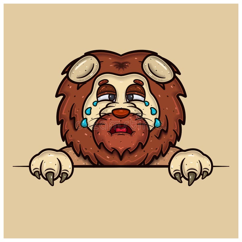 Crying Face Expression with Lion Cartoon Stock Vector - Illustration of ...
