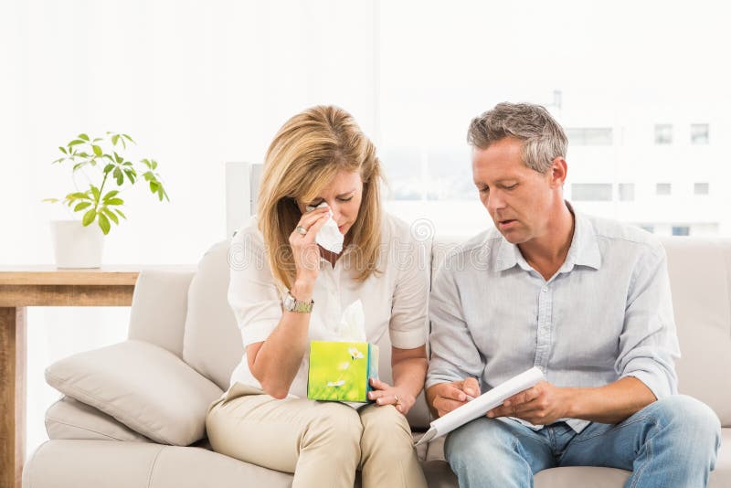 Patient Crying Next To Her Therapist Stock Image - Image of female ...