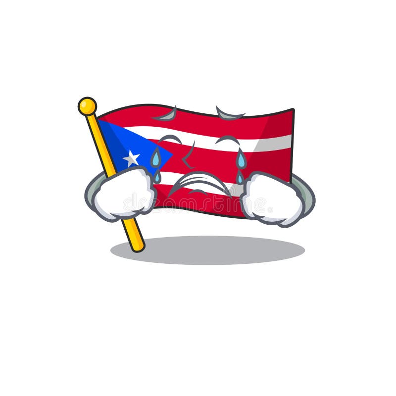Crying Flag Puerto Rico on a Cartoon Stock Vector - Illustration of ...