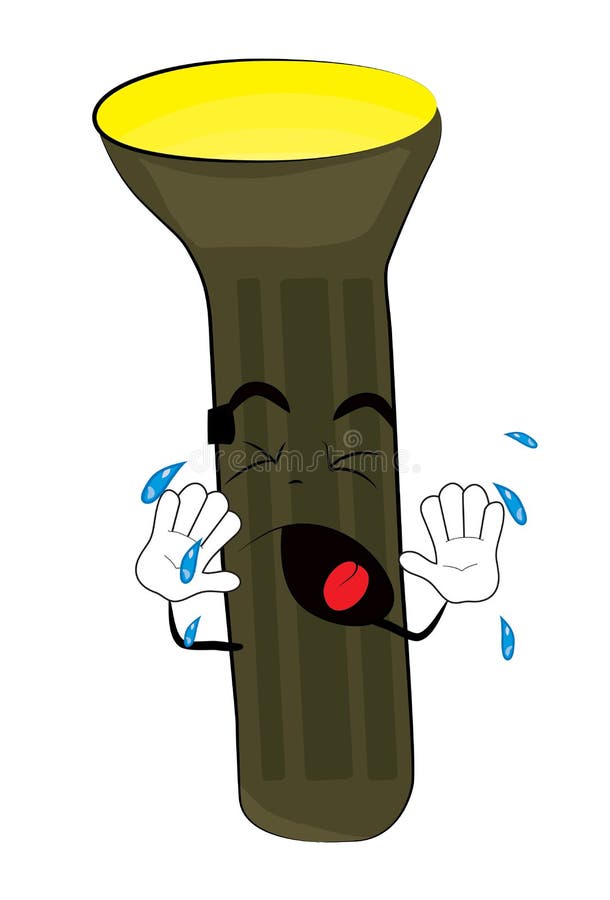 Crying Flashlight cartoon stock illustration. Illustration of ...