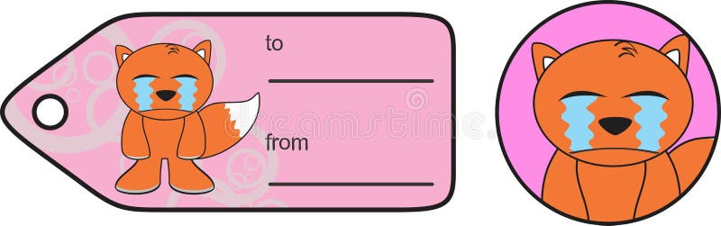 Crying Fox Expression Cartoon Gift Card Stock Vector - Illustration of ...