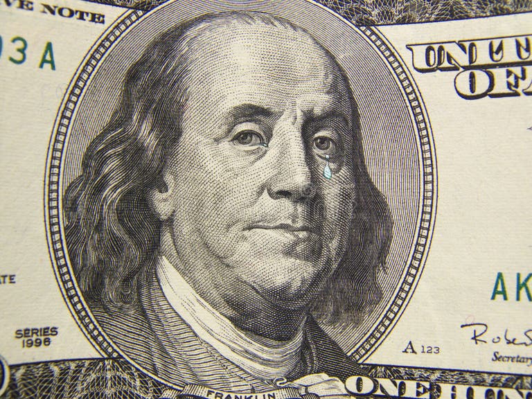 Crying Franklin stock photo. Image of crash, bankruptcy - 8935534