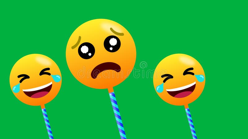 Crying and Funny Emoji Stick on Green Screen Stock Illustration ...