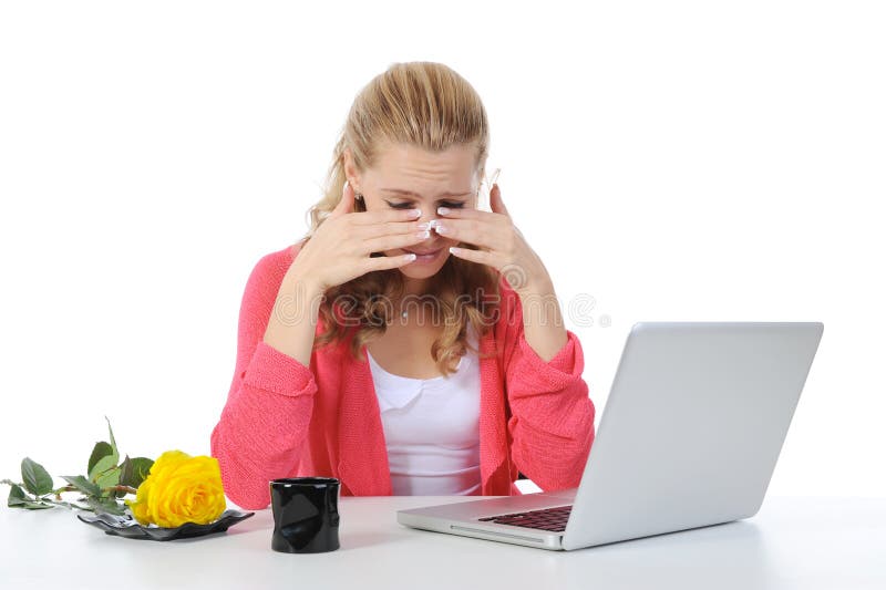 Crying girl in the office. stock image. Image of love - 16440185