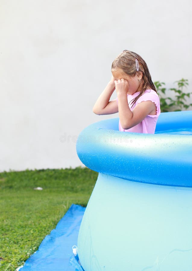 Crying little girl stock image. Image of metal, tshirt - 33487637