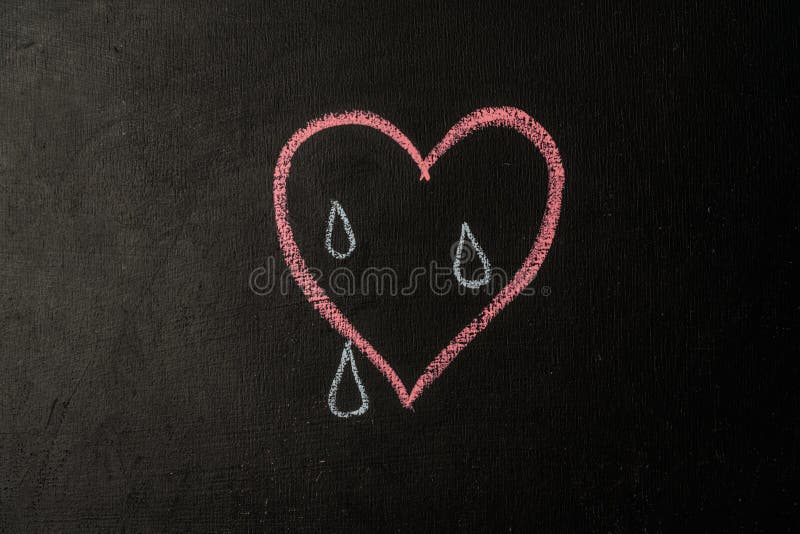 Crying Heart Painted on Chalk Board Stock Image - Image of tear, sign ...