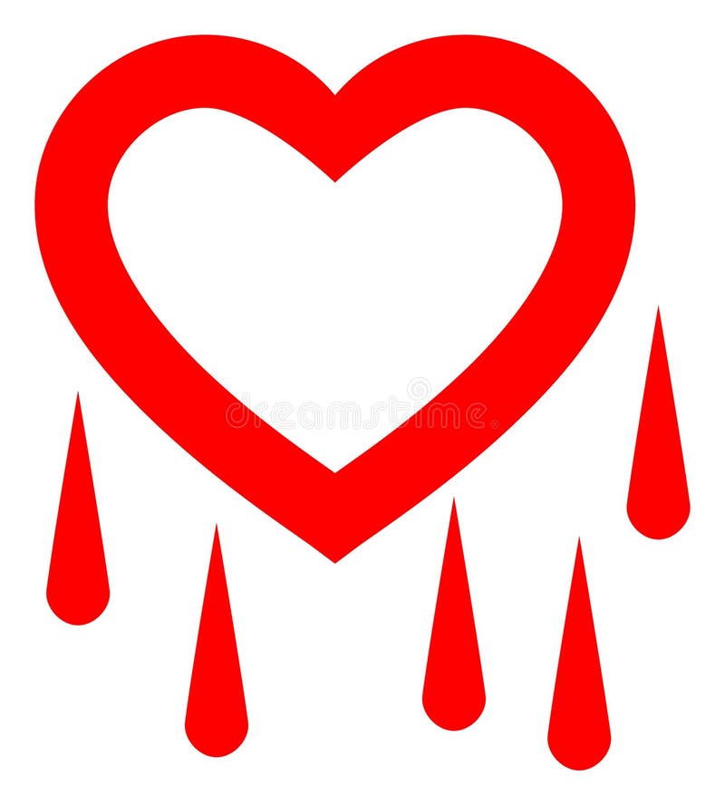 Crying Red Heart Cartoon Emoji Face Character With Sad Expression Stock ...