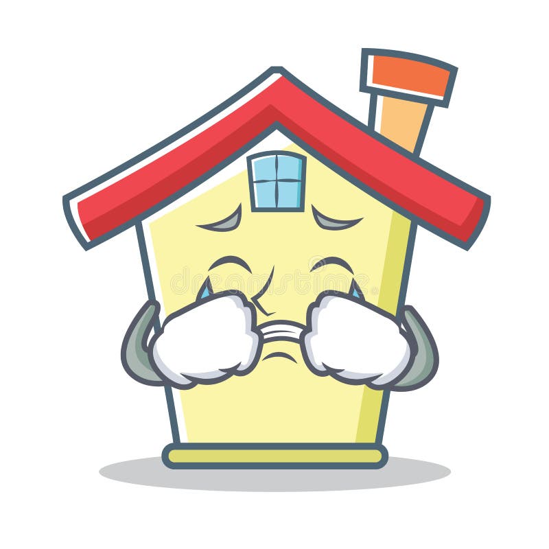 Crying House Character Cartoon Style Stock Vector - Illustration of ...