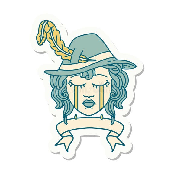 Crying Human Bard with Banner Sticker Stock Vector - Illustration of ...