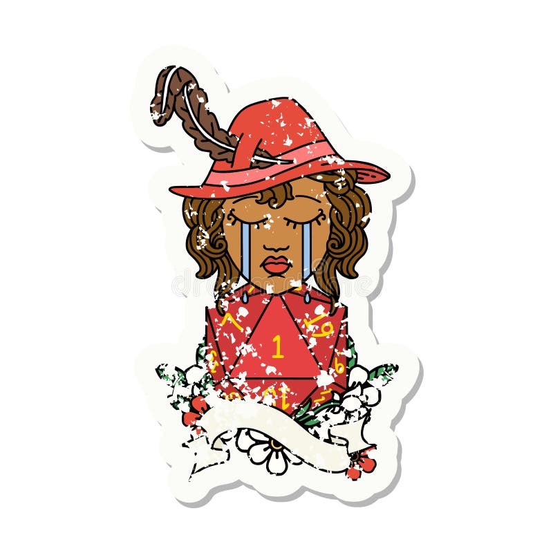 Crying Human Bard with Natural 1 D20 Roll Illustration Stock Vector ...